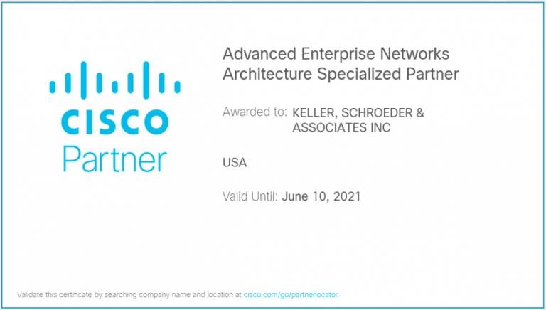Cisco Advanced Enterprise Networks Architecture Specialization Achievement - Keller Schroeder
