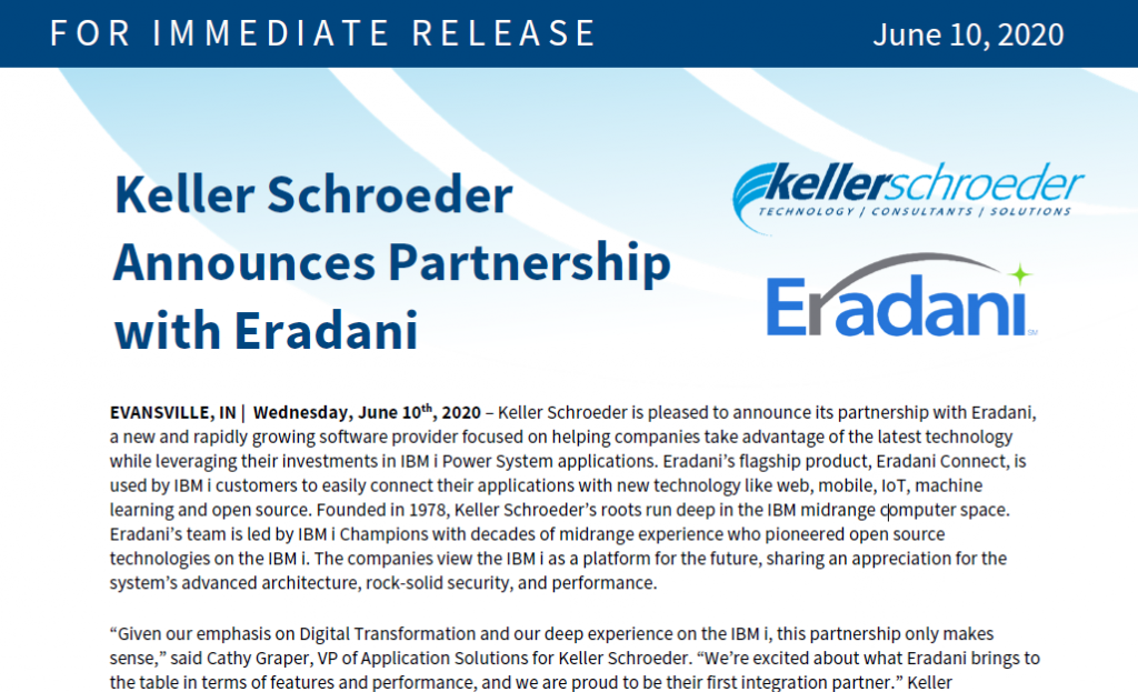 Eradani Partnership Announcement - Keller Schroeder