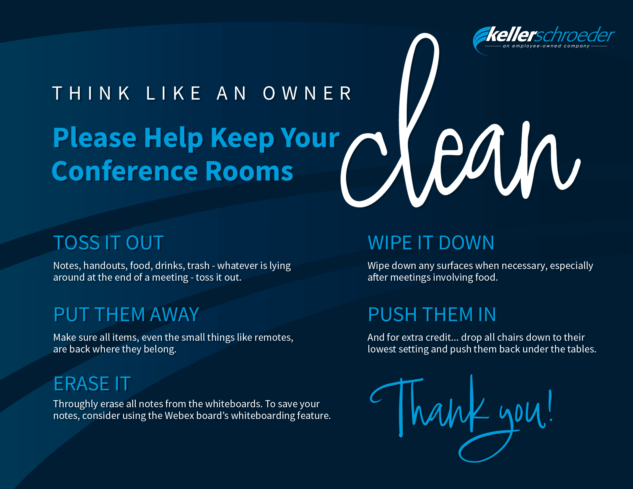 Clean Conference Rooms - Webex Boards - Keller Schroeder